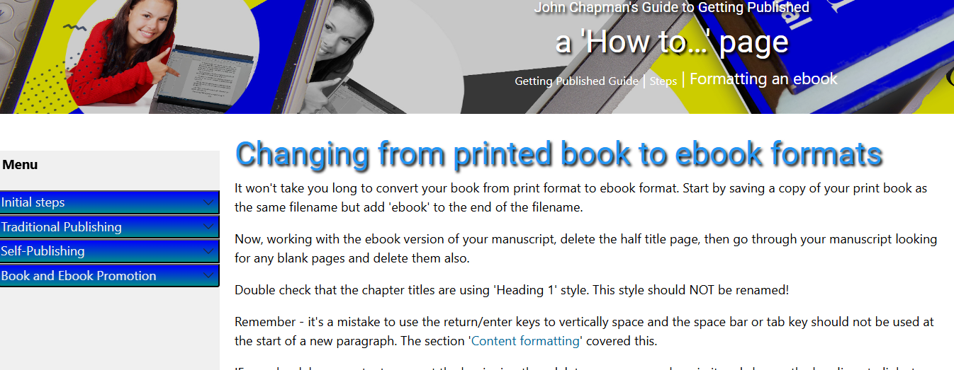 Guide to Getting Published - Formatting an ebook